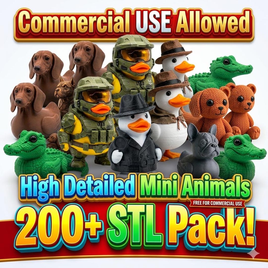 Mini Knited Animal STL Bundle, 200+ STL Pack, 3D Printable Animals, Toy ...