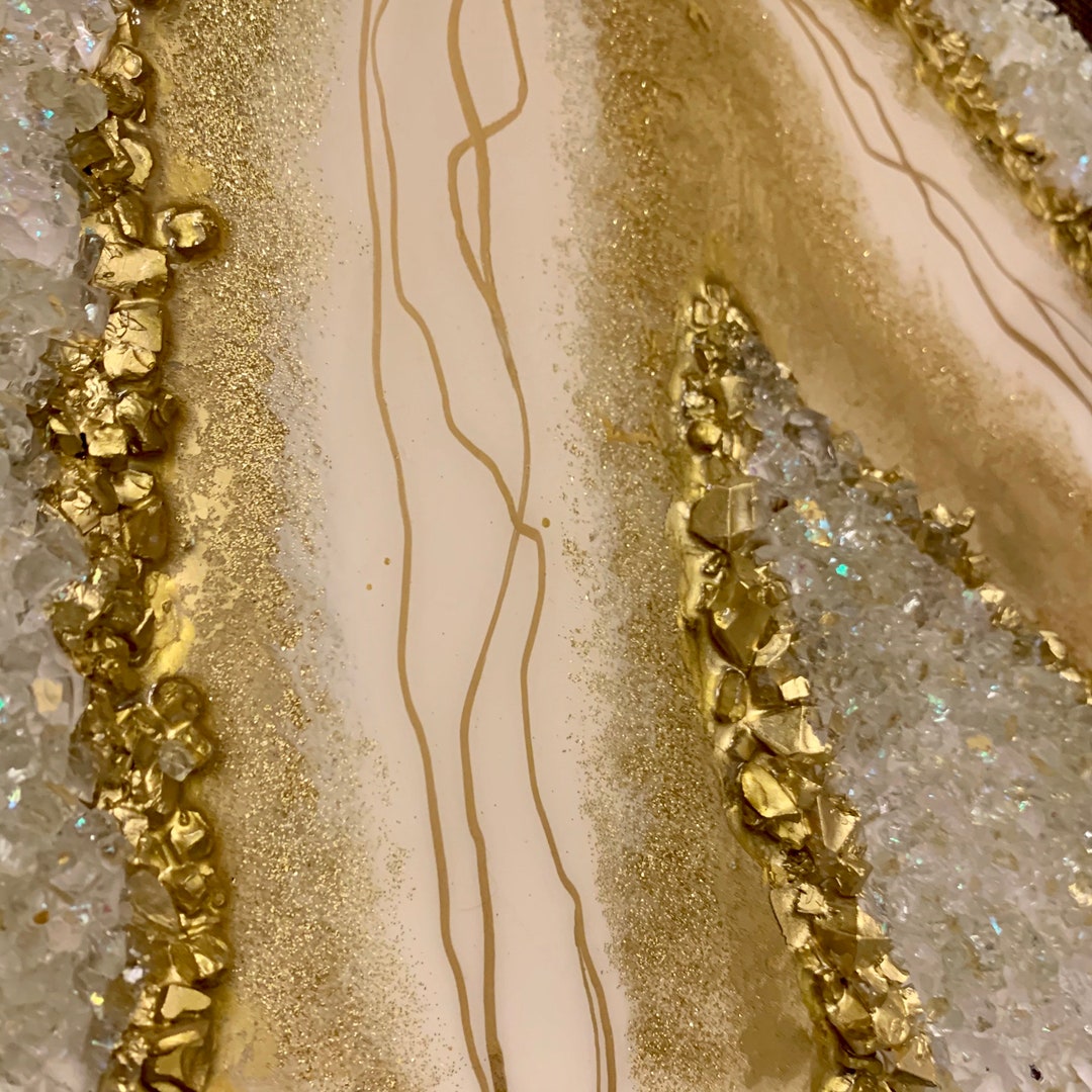 Gold Glitter Crystal Geode Resin Art, 12 X 12 Panel - Etsy