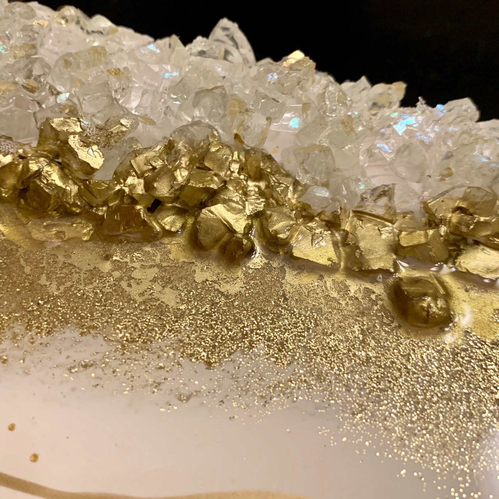 Gold Glitter Crystal Geode Resin Art 12 X 12 Panel | Etsy