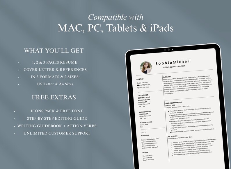 Teacher Resume Template, Teaching Assistant, Elementary, High School ...