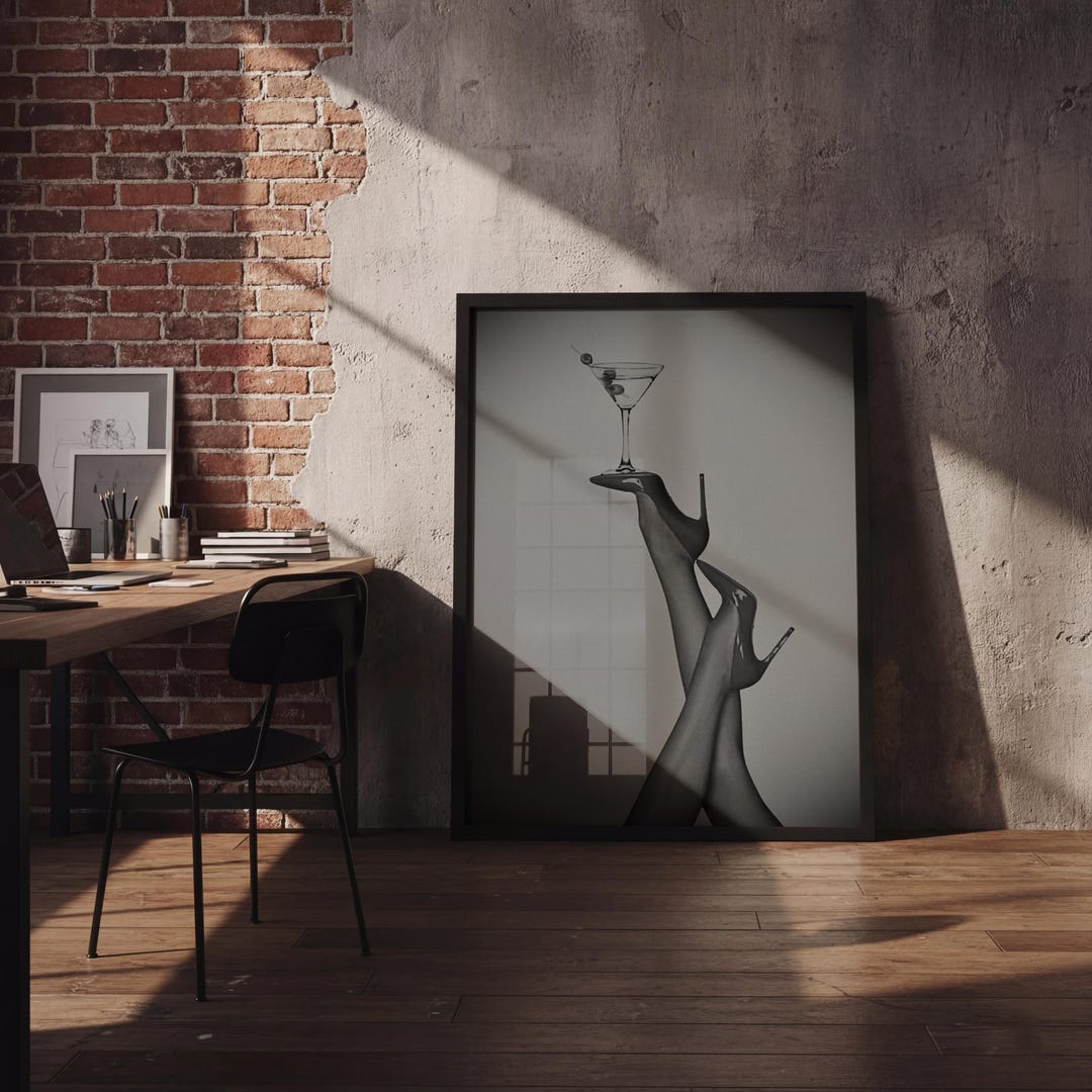 Martini Legs Poster, Glam Cocktail Wall Art, Black and White Fashion ...
