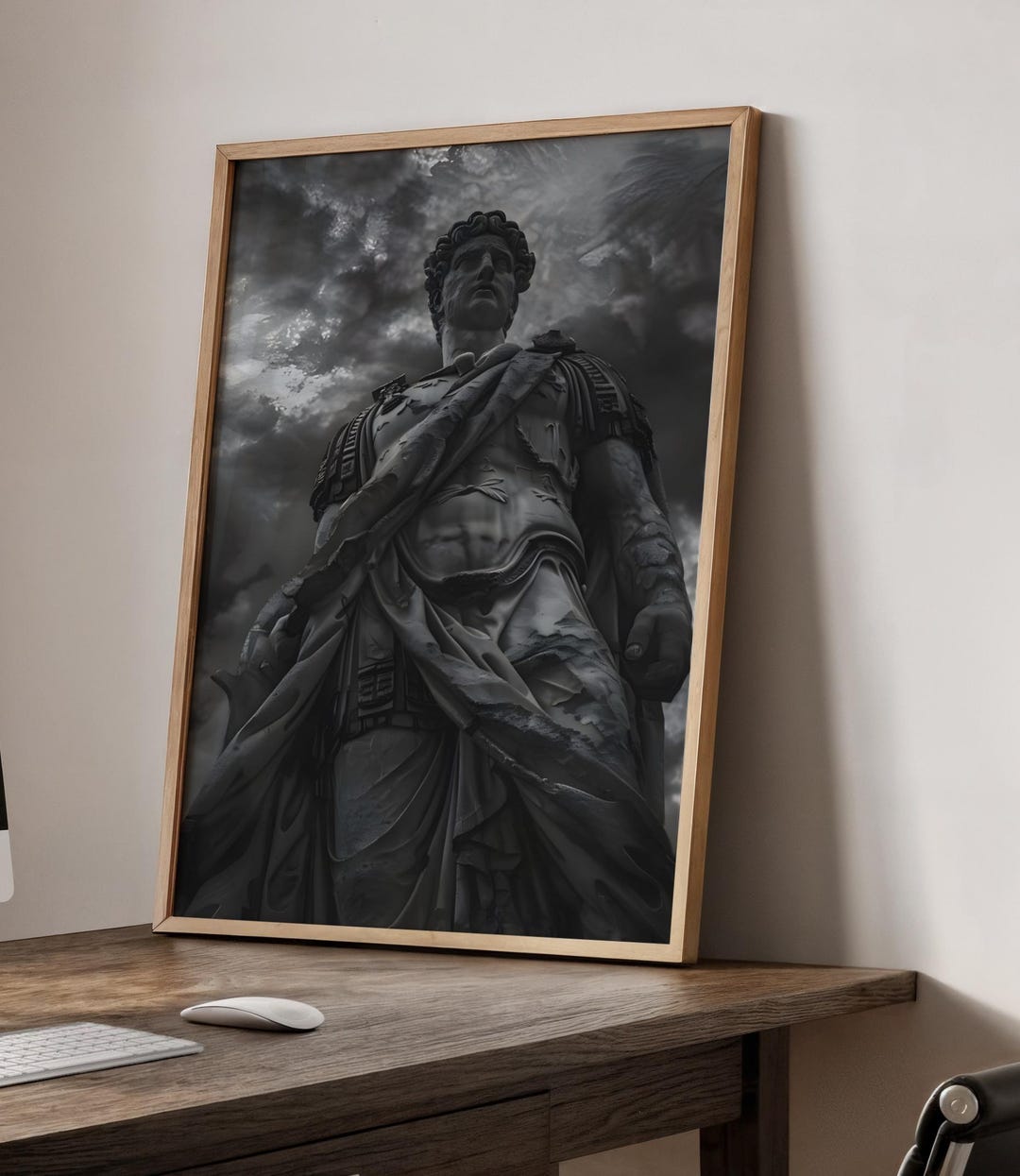 Roman Statue Wall Art – Stoic Figure, Masculine Office Decor (digital ...