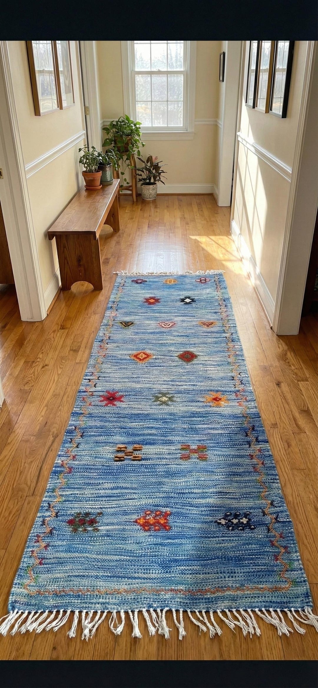 Blue Wool Runner – Moroccan Handmade Hallway Rug - Etsy
