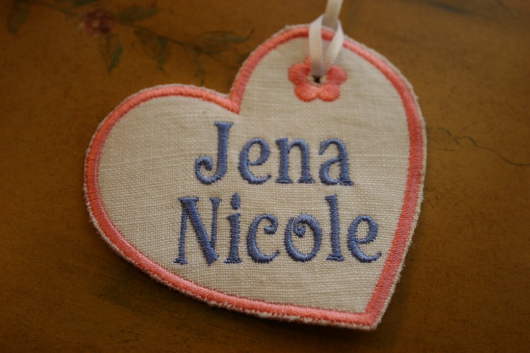 Personalized Heart Shaped Custom Name Tag With Ribbon Tie - Etsy