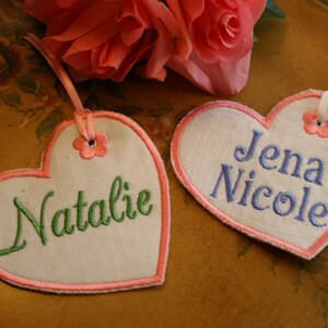 Personalized Heart Shaped Custom Name Tag With Ribbon Tie - Etsy