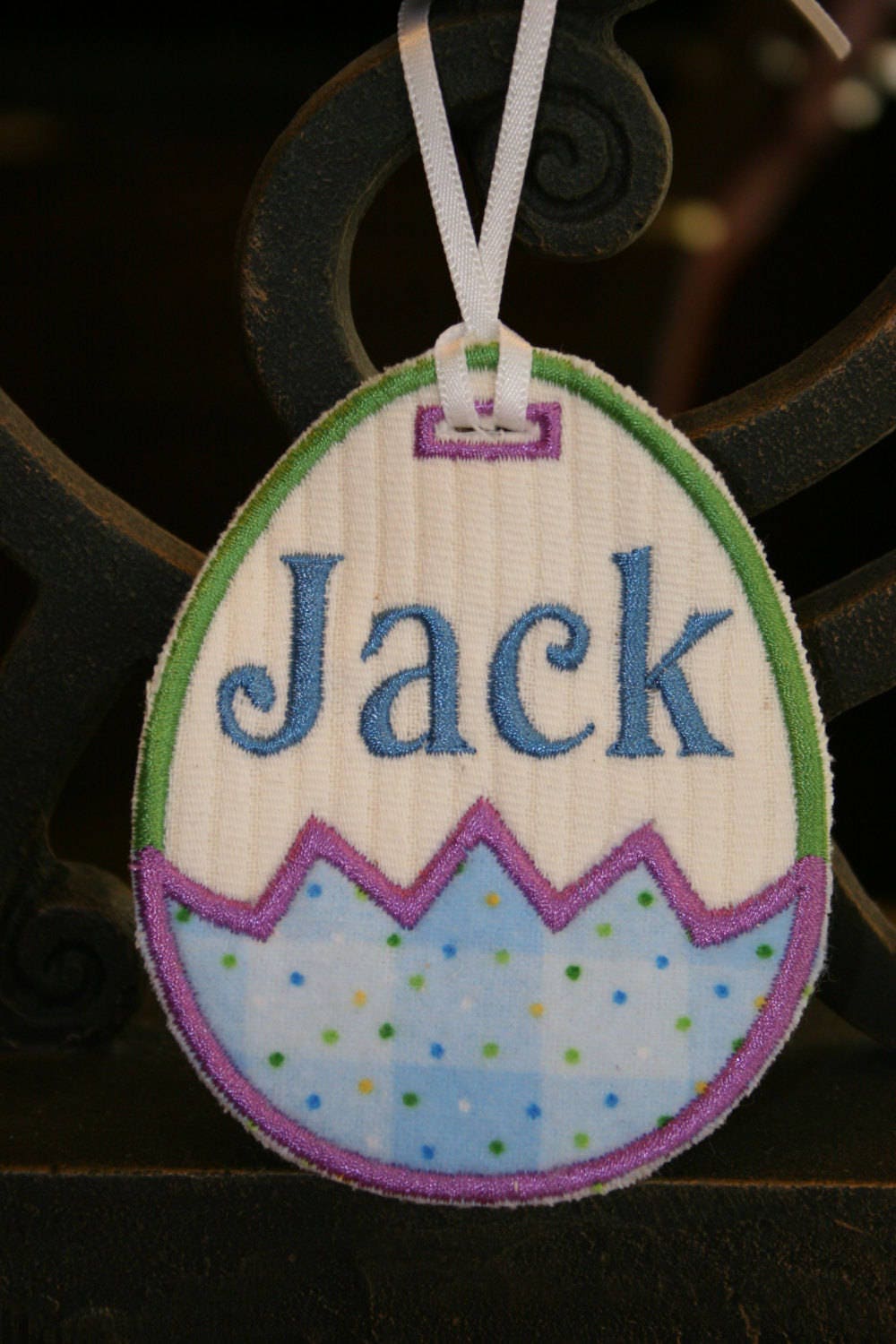 Personalized Easter Egg Shaped Name Tag With Ribbon Tie - Etsy