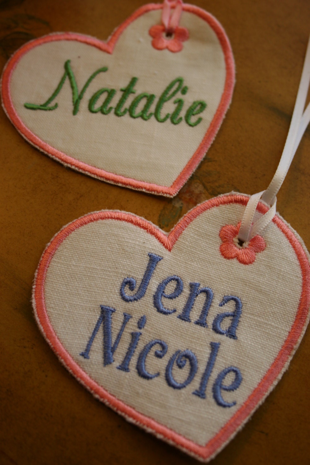 Personalized Heart Shaped Custom Name Tag With Ribbon Tie - Etsy