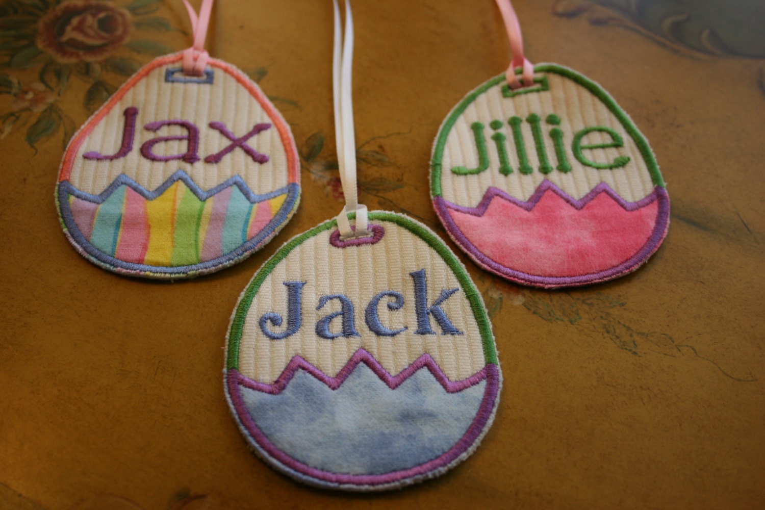 Personalized Easter Egg Shaped Name Tag With Ribbon Tie - Etsy