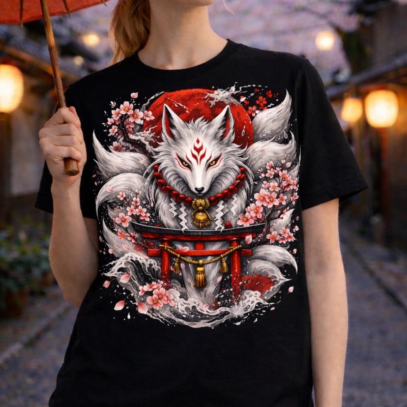Japanese Kitsune T Shirt - Etsy