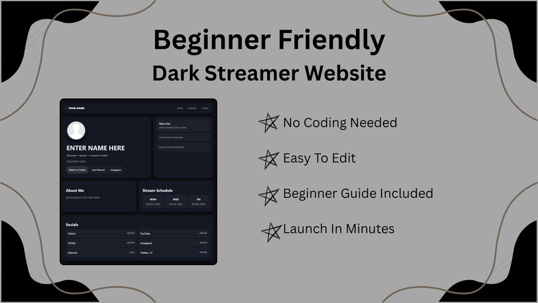 Simple Dark Streamer Website - Etsy