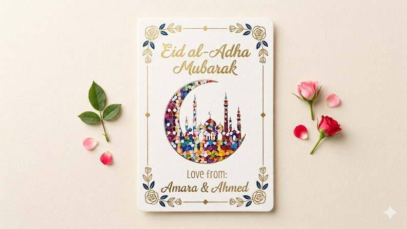 Printable Eid Mubarak Card Template Canva, Digital Download Eid Al-adha ...
