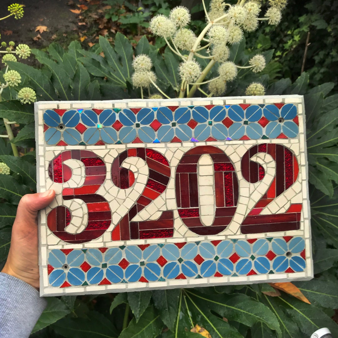 Mosaic House Number - Made to Order - Address Plaque - Template 8 - Etsy