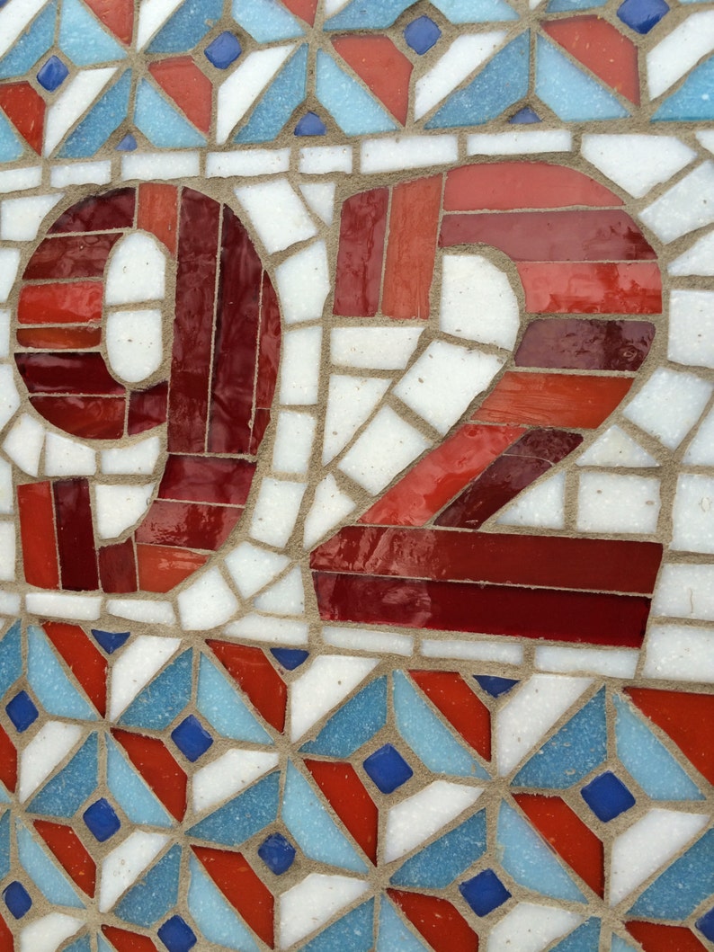 Mosaic House Number, Address Plaque, Street Number, Square Pattern ...