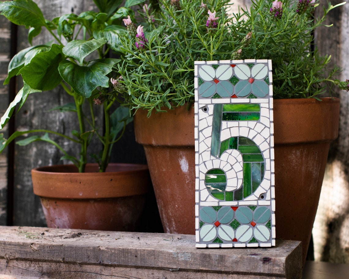 Mosaic House Number Single Digit Address Plaque Made to - Etsy