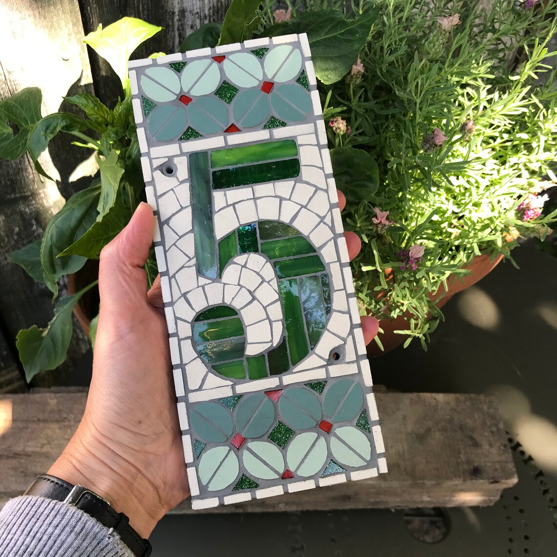 Mosaic House Number Single Digit Address Plaque Made to - Etsy