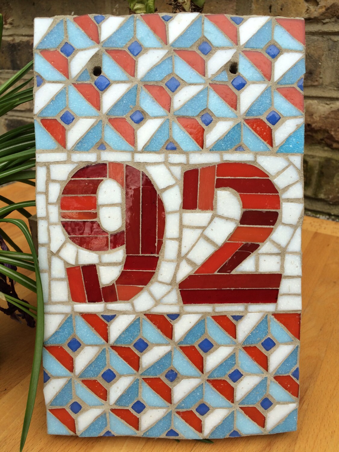 Mosaic House Number, Address Plaque, Street Number, Square Pattern ...