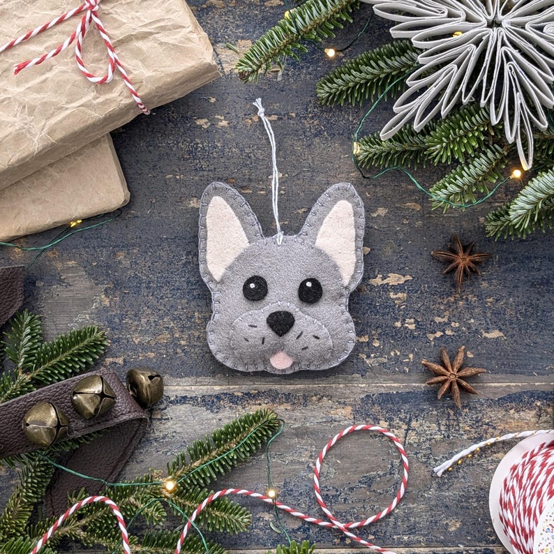 Felt French Bulldog Christmas Tree Ornament - Frenchie Owner Gifts ...