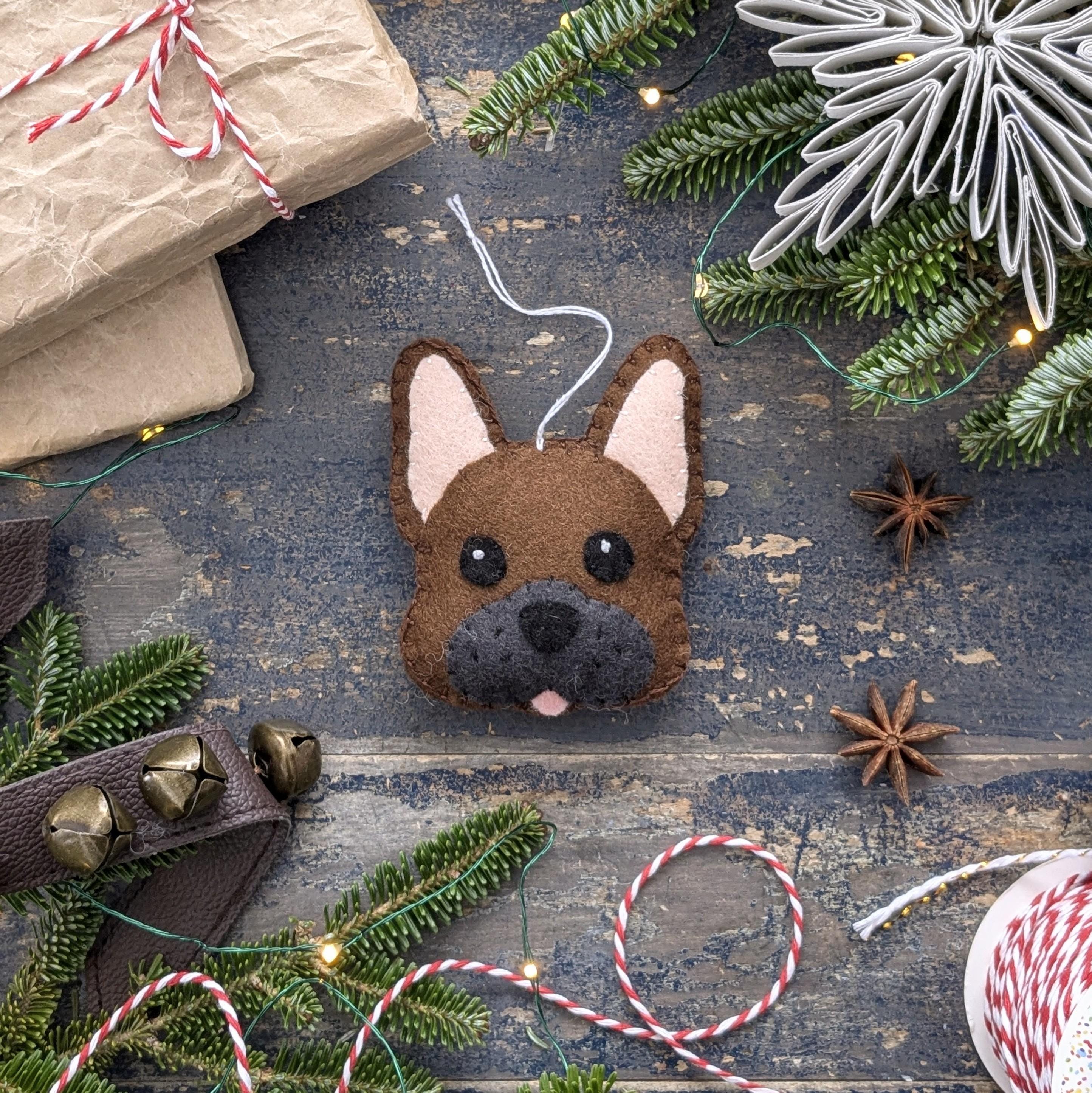 Felt French Bulldog Christmas Tree Ornament - Frenchie Owner Gifts ...