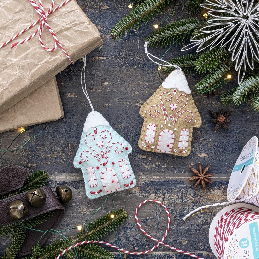 Felt Gingerbread House Christmas Ornament - Holiday Decor - Christmas ...