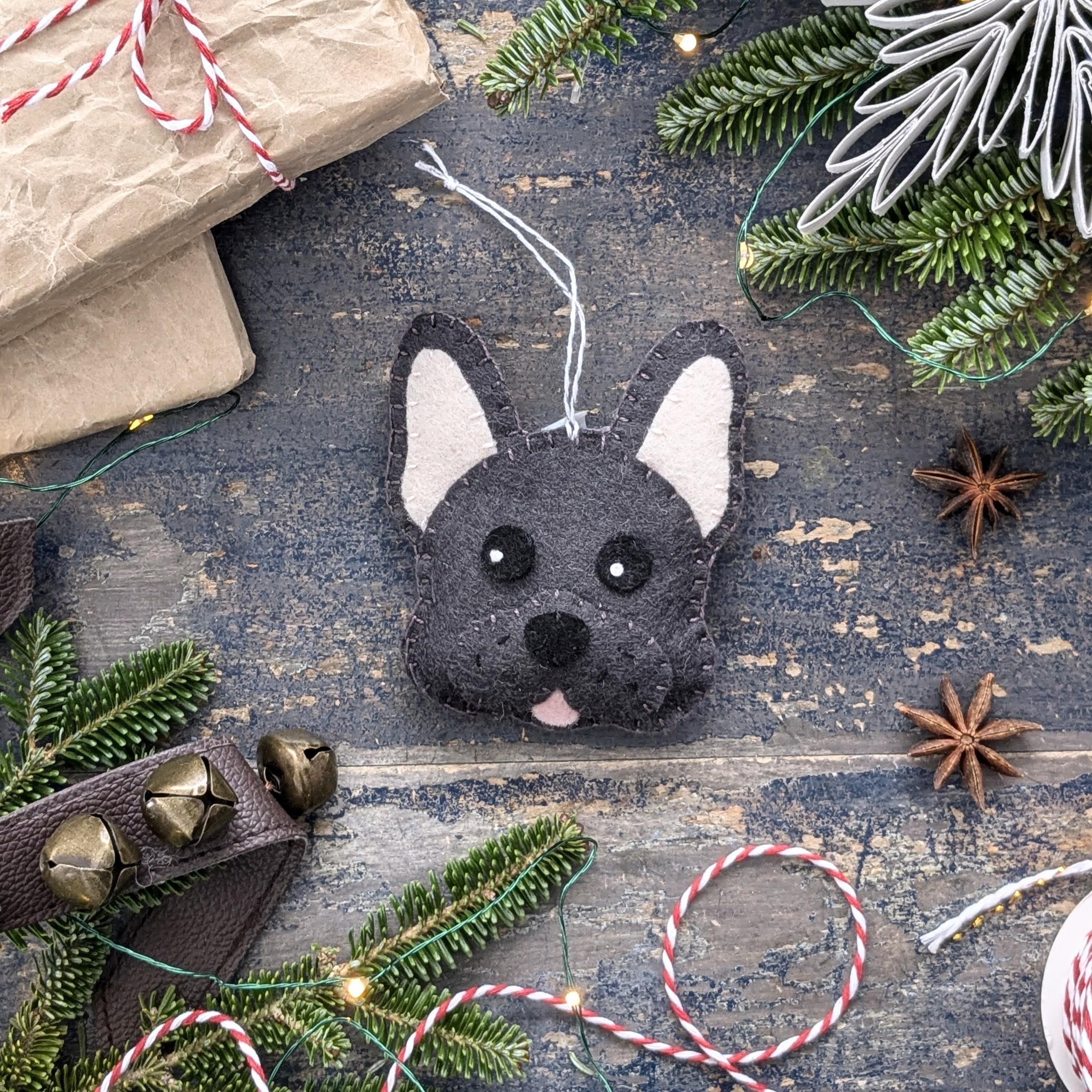 Felt French Bulldog Christmas Tree Ornament - Frenchie Owner Gifts ...
