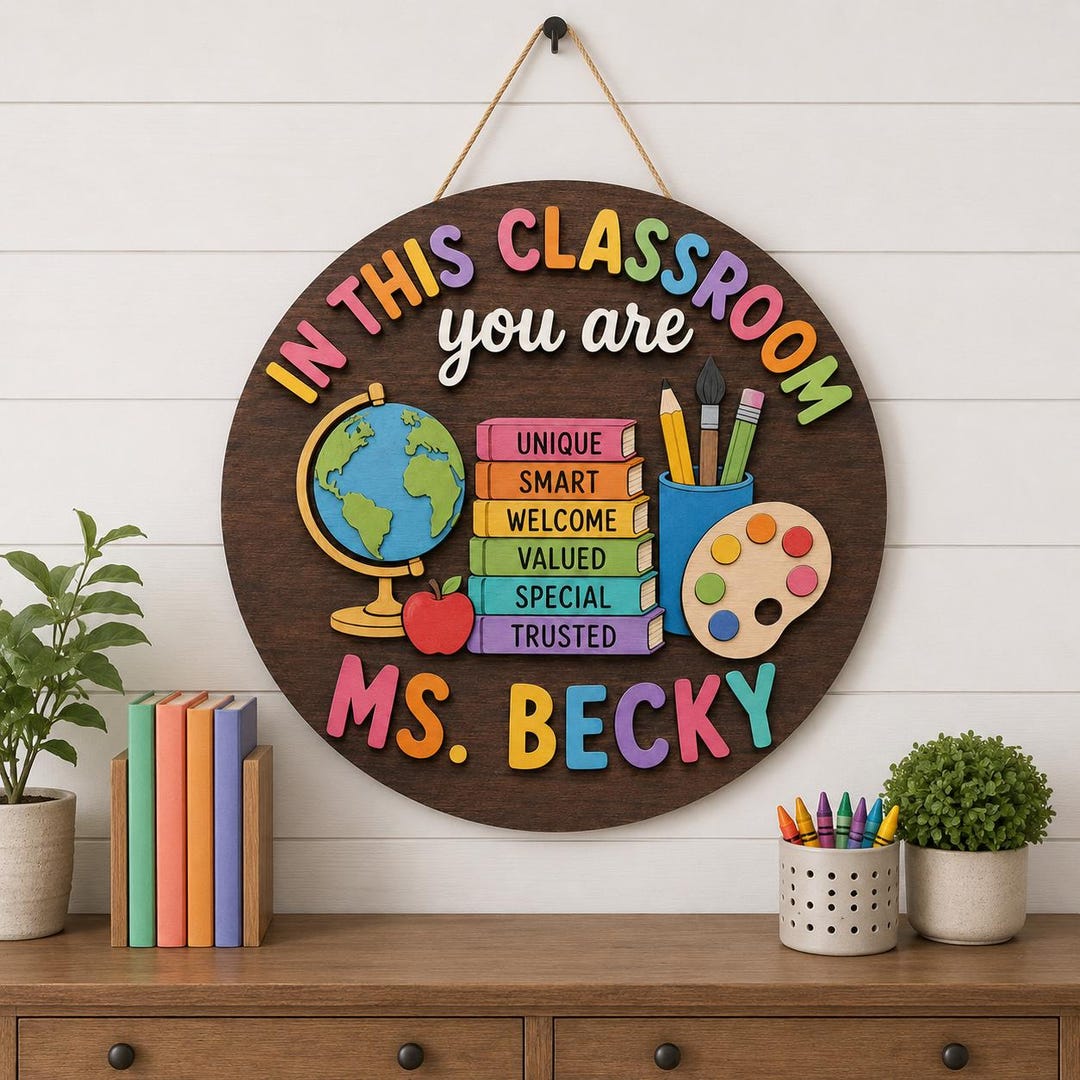 Personalized Teacher Classroom Sign, in This Classroom Door Hanger ...