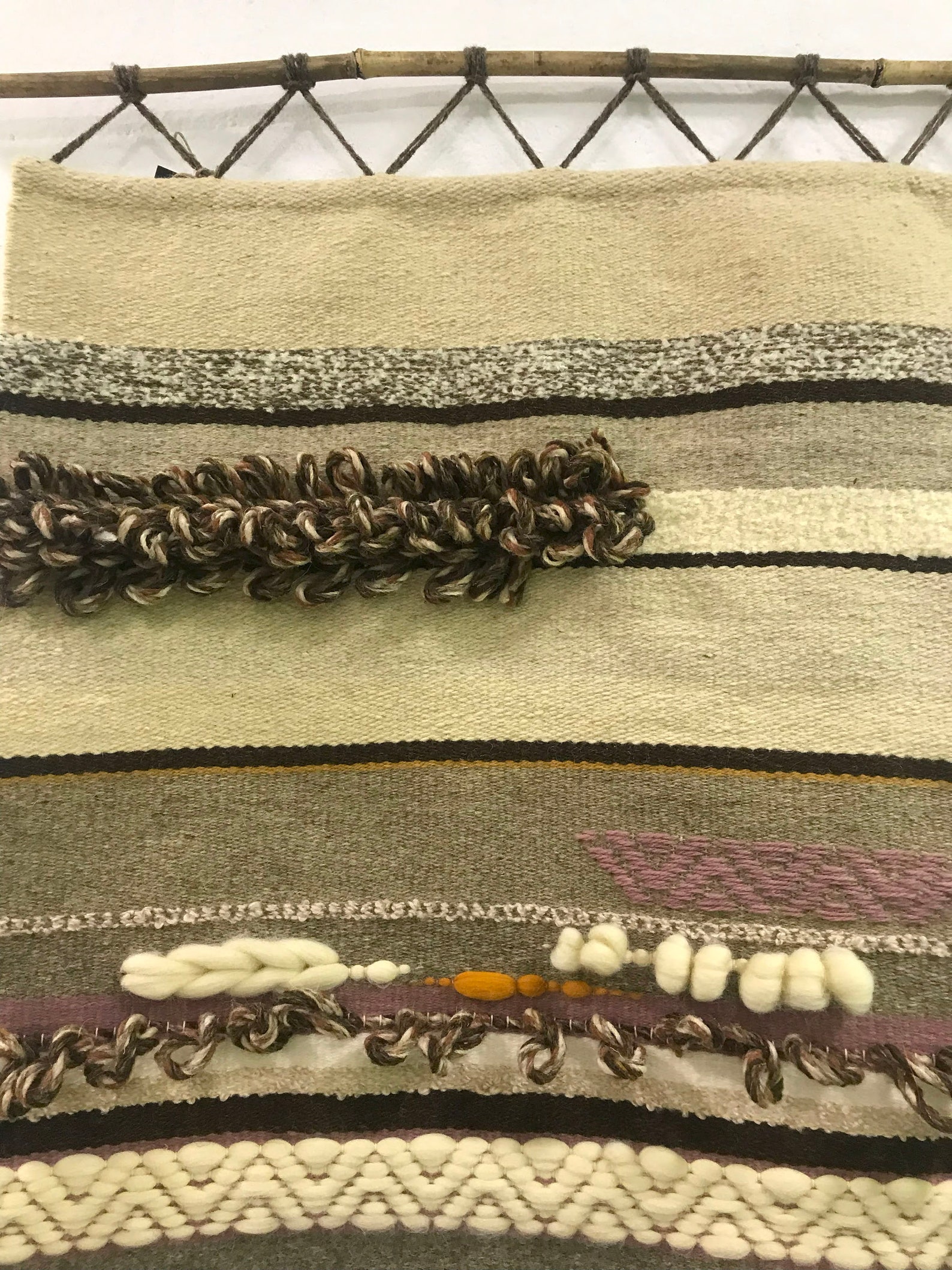 Handwoven Wool Wall Tapestry, Boho Fiber Art, Bedroom Living Room Decor ...
