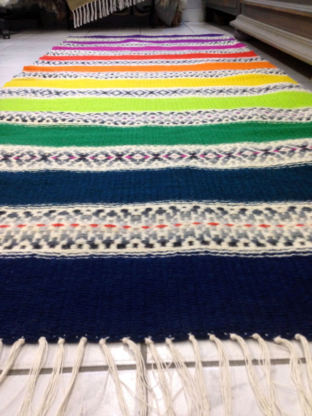 Colorful Handwoven Wool Rug 