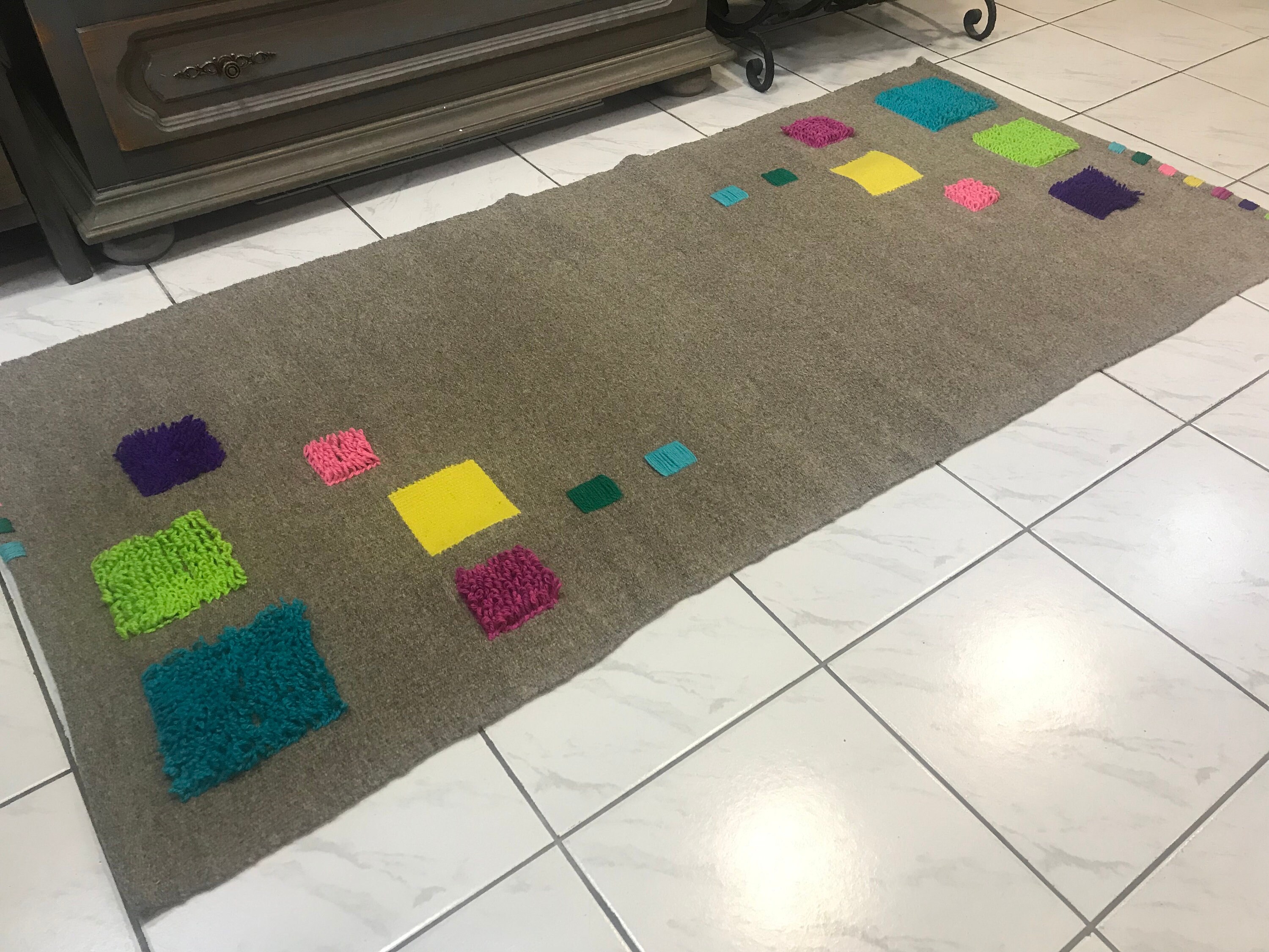 Modern Art Wool Rug in Natural Wool Color With Colorful Details ...