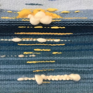 Woven Blue Wall Hanging, Handwoven Fiber Art, Wool Wall Tapestry ...