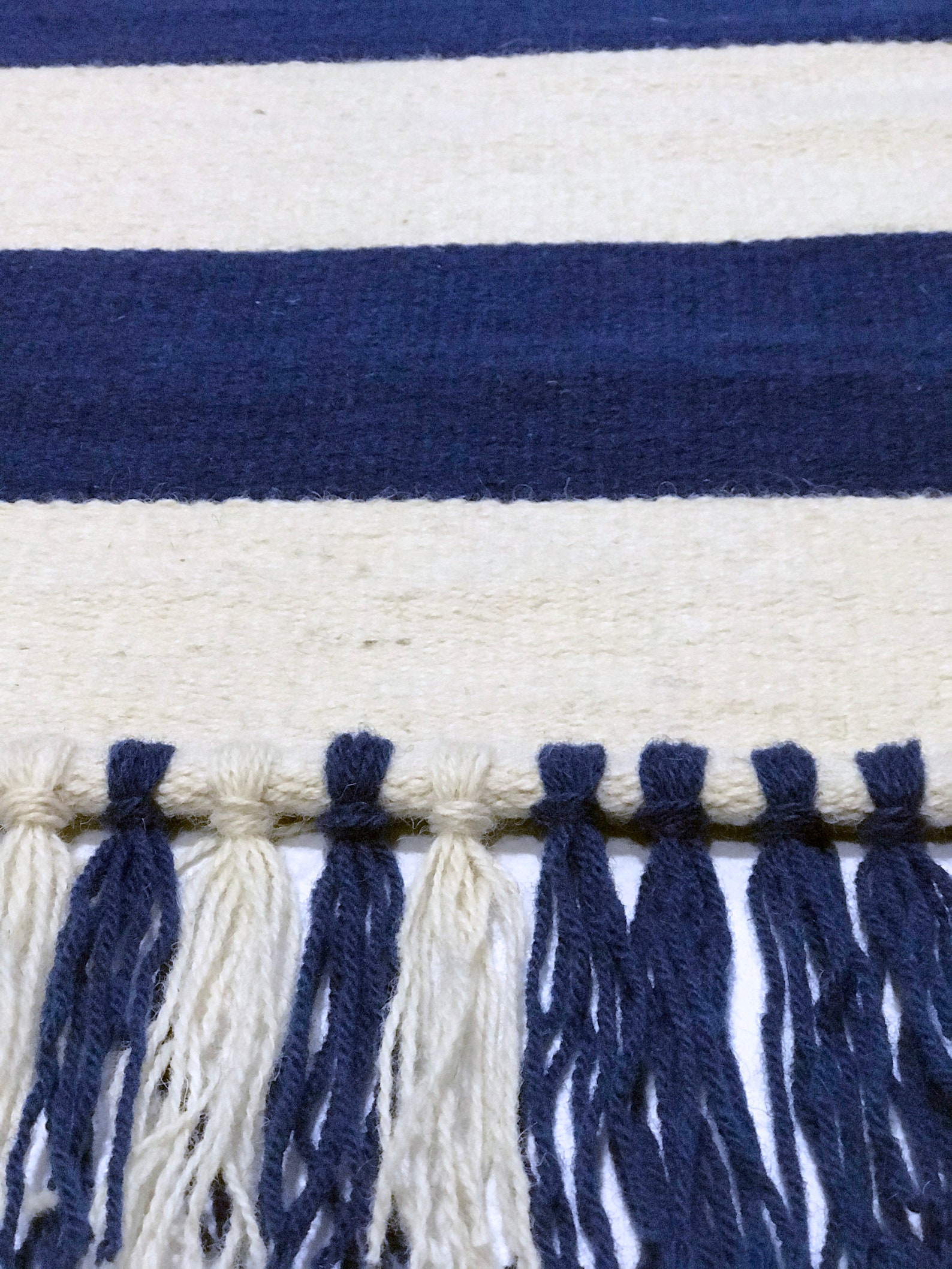 Navy Blue and White Wool Rug, Handwoven Rug Runner, Striped Rug, Area ...