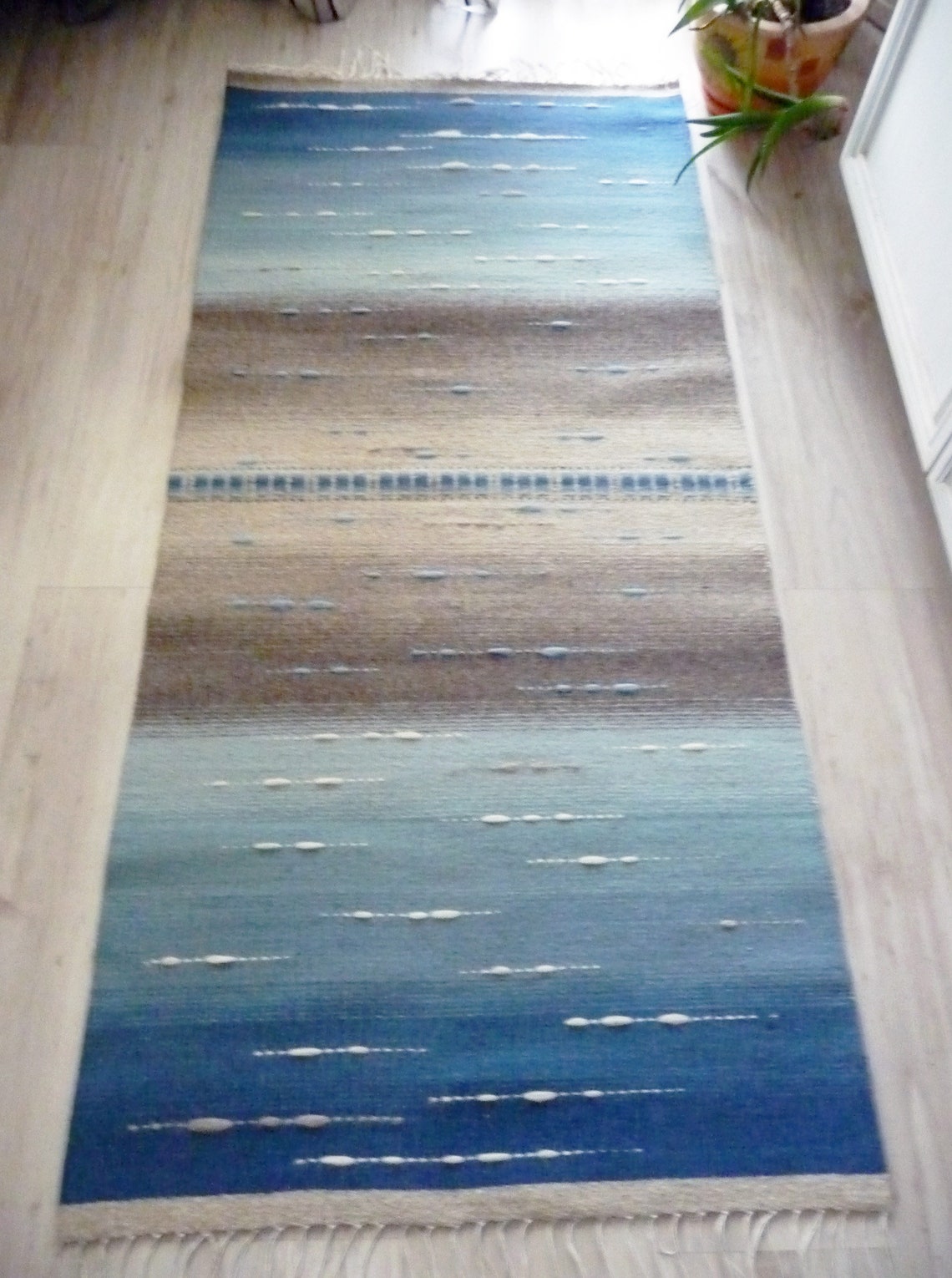 Blue Wool Rug the Sea Handwoven Area Rug Hand - Etsy
