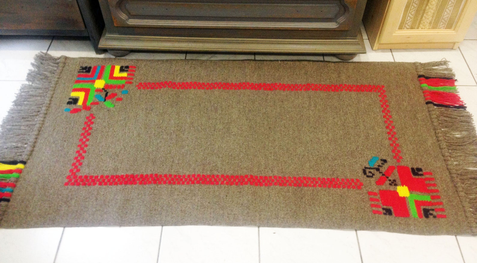 Handwoven Wool Rug With Traditional Bulgarian Ethno Motifs. - Etsy