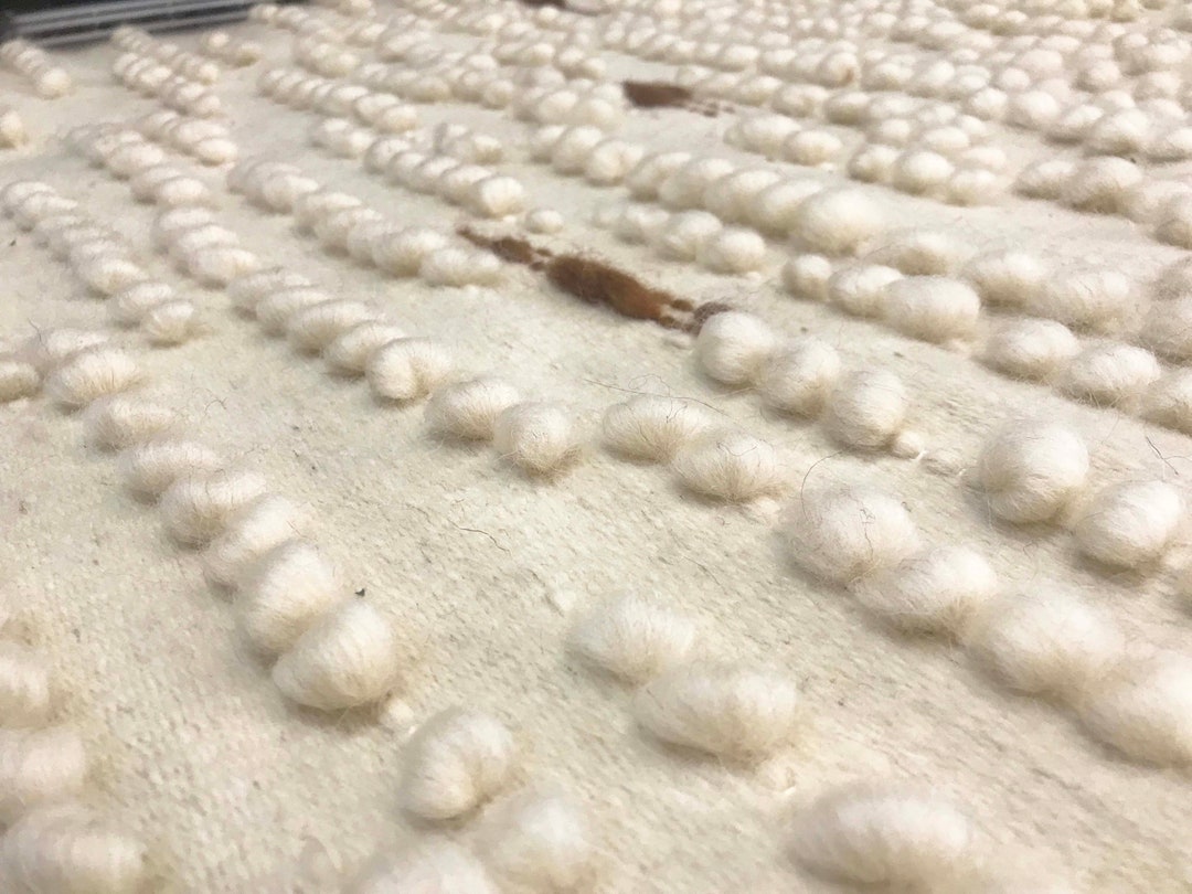 100% Wool Rug in Natural Off-white Wool Color, Handwoven Boho Area Rug ...