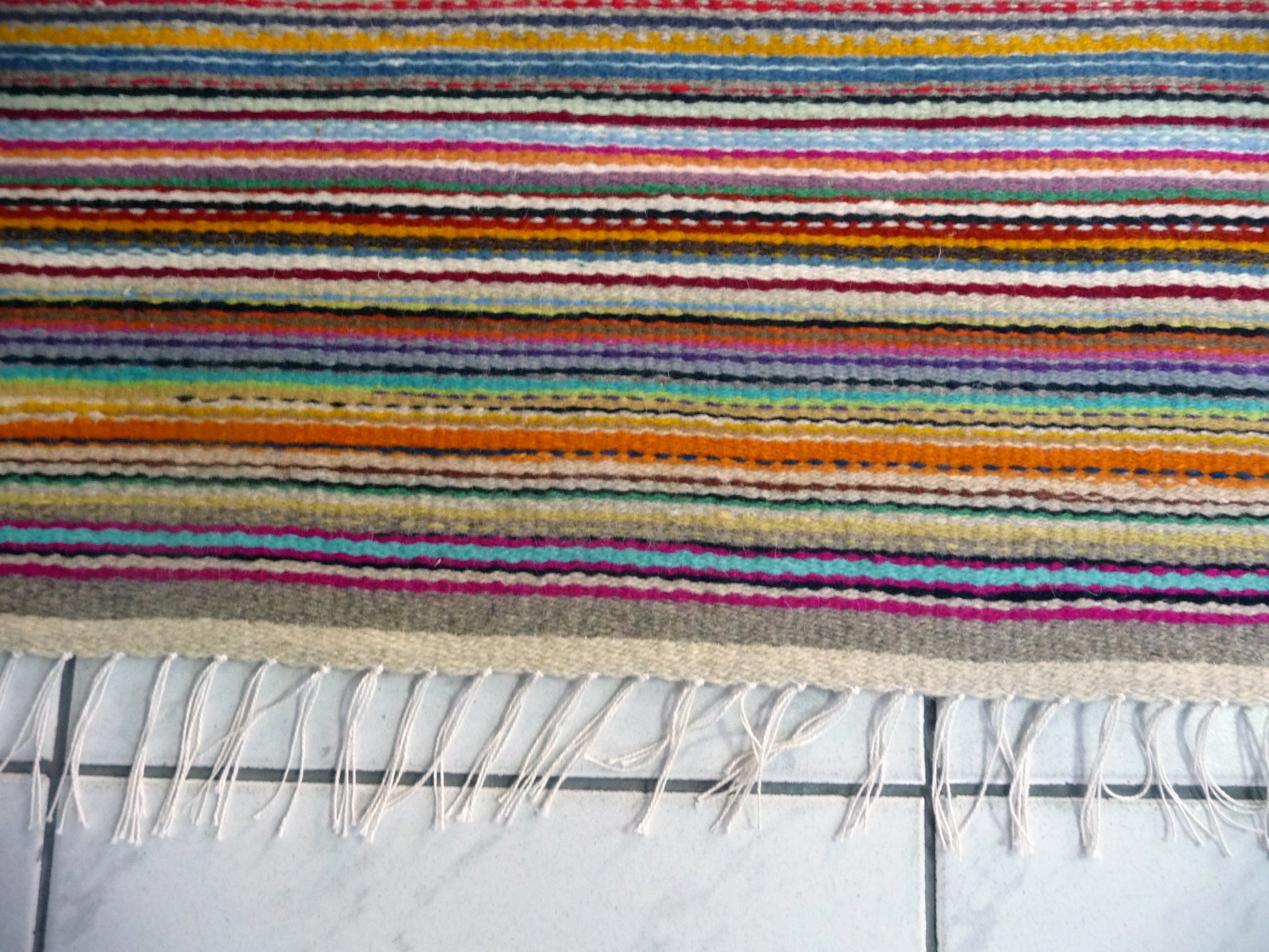Handwoven Bulgarian Colorful Wool Rug - Retro Accent for Modern Home ...