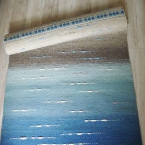 Blue Wool Rug "the Sea", Handwoven Area Rug, Hand Woven Rug Runner ...