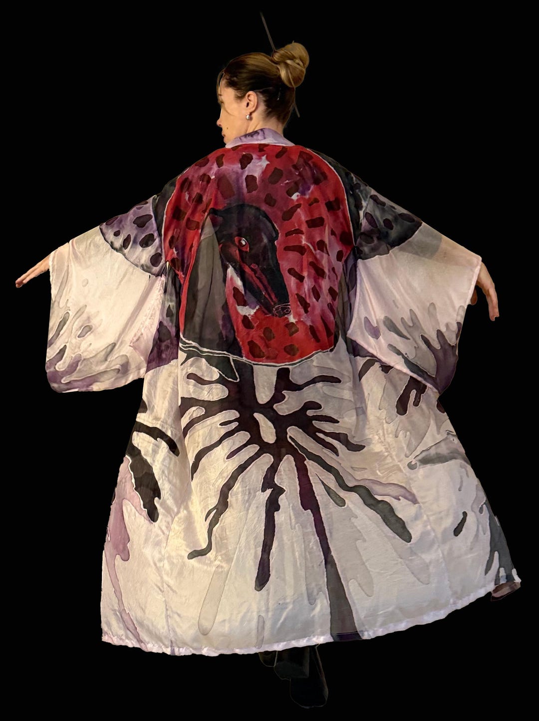 100%silk Hand Painted Silk Kimono Robe – Wearable Art, Luxury Handmade ...