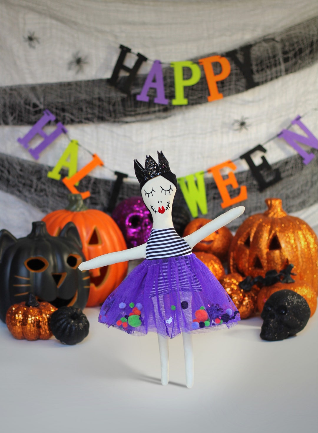 Spooky Princess Goth Clothdoll Skull Ragdoll Rosiedoll - Etsy