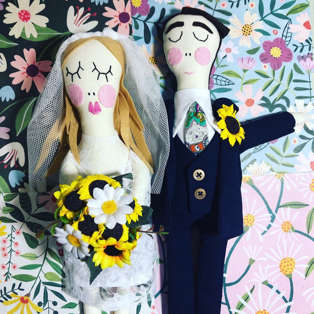 Bride and Groom Custom Made Dolls, Bride Doll, Groom Doll, Cloth Doll ...