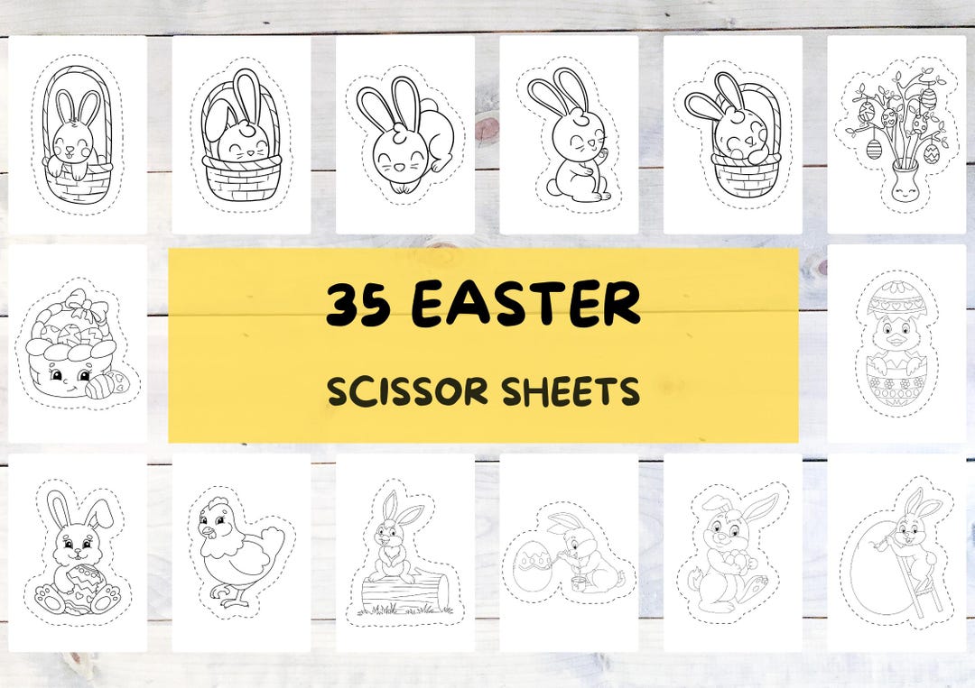 Easter Cutting Practice Worksheets Printable Scissor Skills Bunny Egg ...