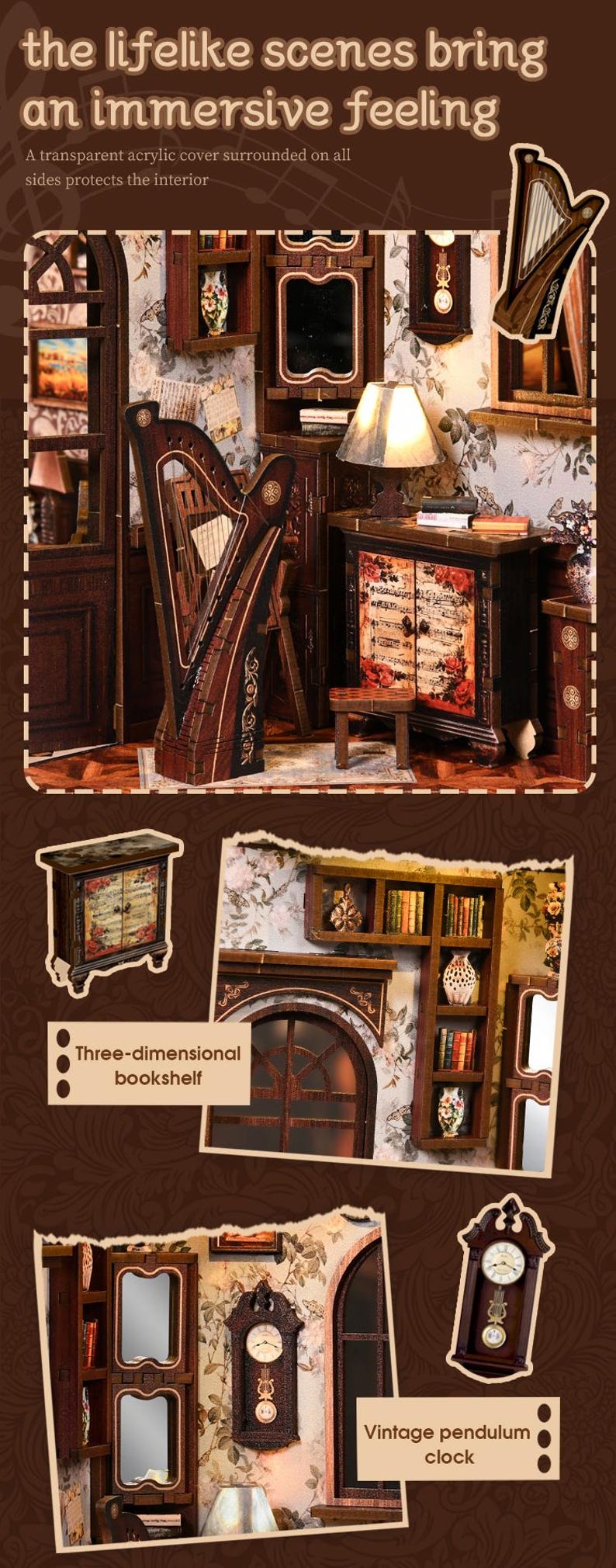 DIY Book Nook Kit | Classical Music Miniature House | 3D Wooden Puzzle ...