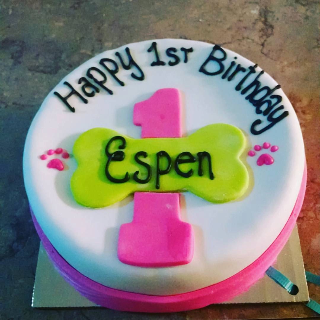 Personalized First Birthday 6 Inch Dog Birthday Cake Peanut Butter ...