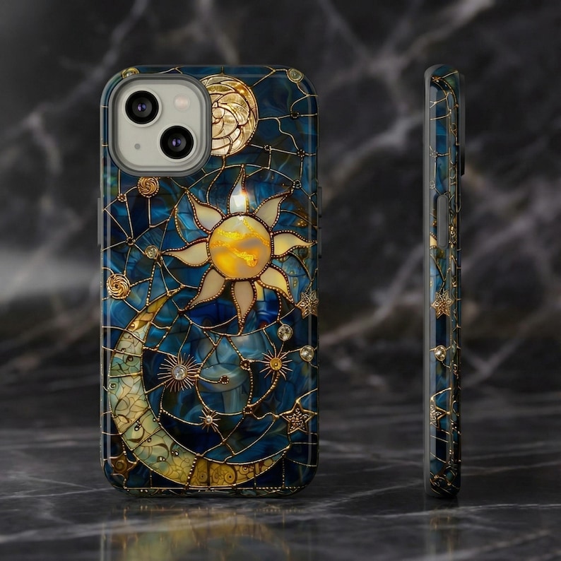 Stained Glass Sun Moon Tough Phone Case for iPhone and Samsung, Gift ...