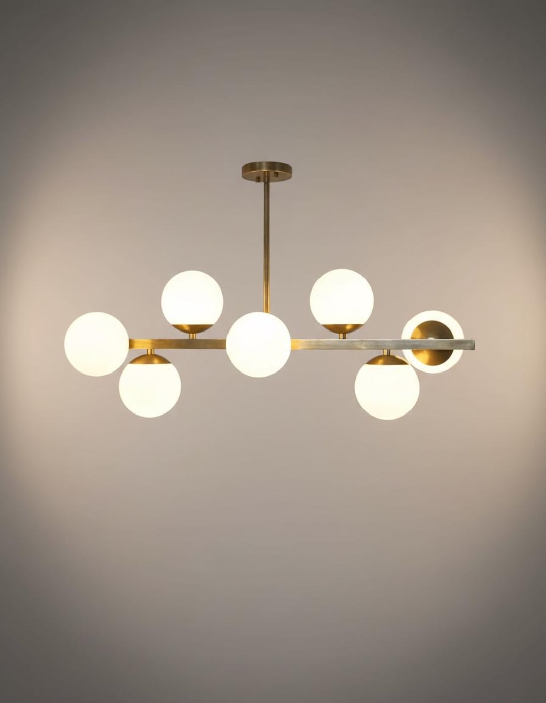 Modern Globe Chandelier, Linear Brass Pendant Light, Kitchen Island ...