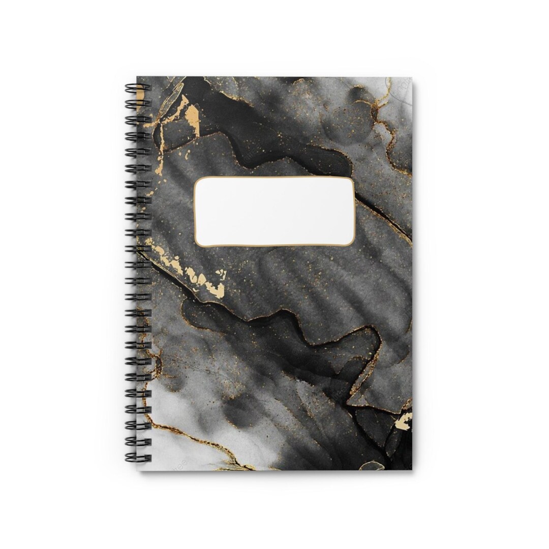 Black Gold Marble Spiral Notebook | Ruled Line - Etsy