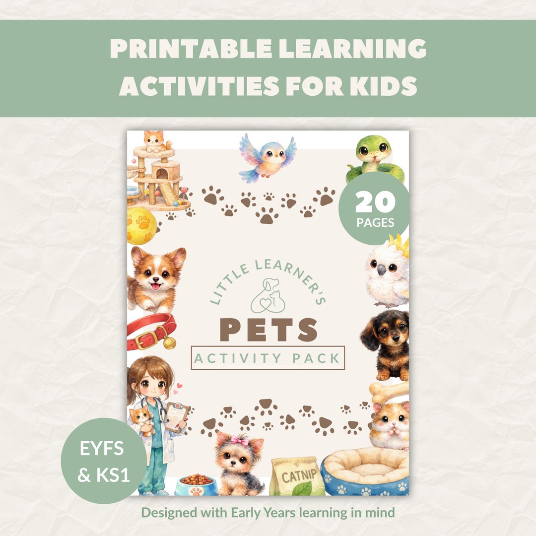 Pets Activity Pack for Kids Ages 4-8 | Printable EYFS KS1 Worksheets ...