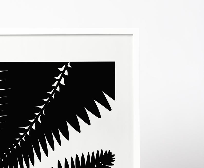 Black and White Fern Abstract Print | Bold Graphic Botanical Wall Art ...