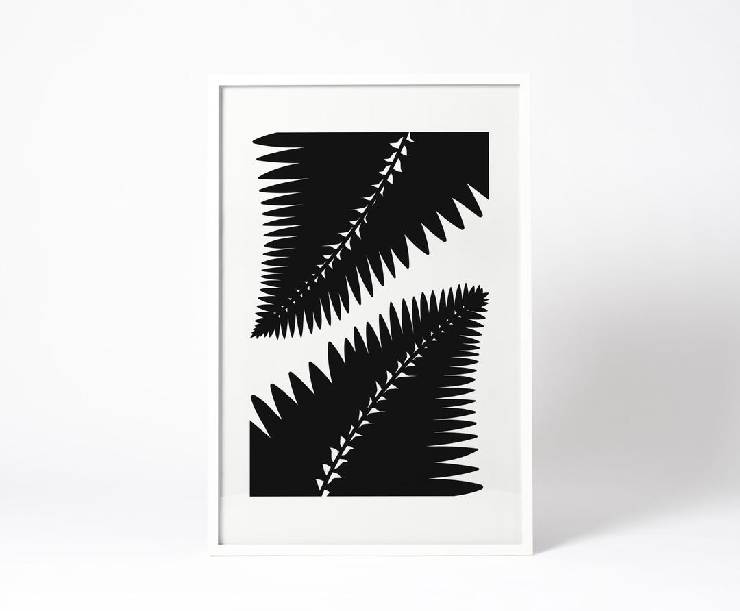 Black and White Fern Abstract Print | Bold Graphic Botanical Wall Art ...