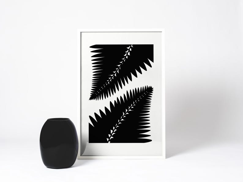 Black and White Fern Abstract Print | Bold Graphic Botanical Wall Art ...