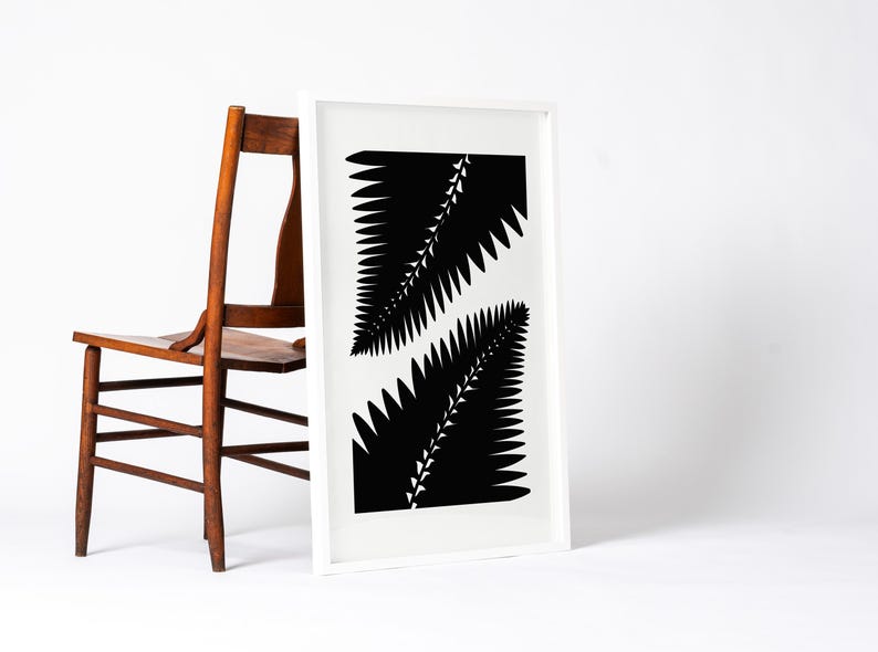 Black and White Fern Abstract Print | Bold Graphic Botanical Wall Art ...