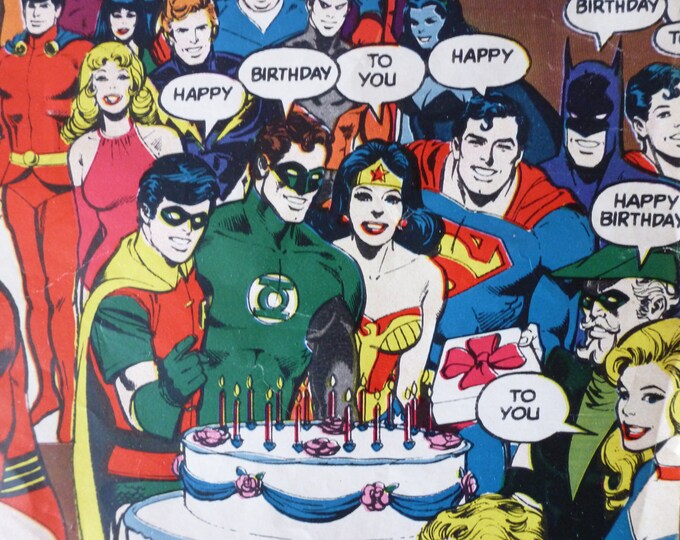 80's DC Comics Super Hero Birthday Wrapping Paper - Etsy